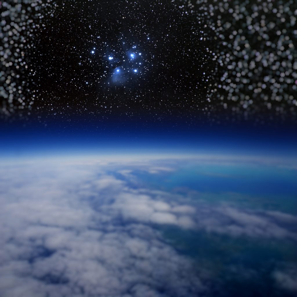 High altitude view of the Earth in space and the Pleiades. · NYCM Search